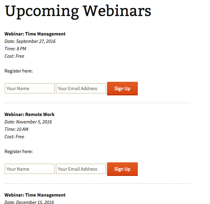 Tutorial: How To Create A List With Upcoming Webinars - WebinarPress